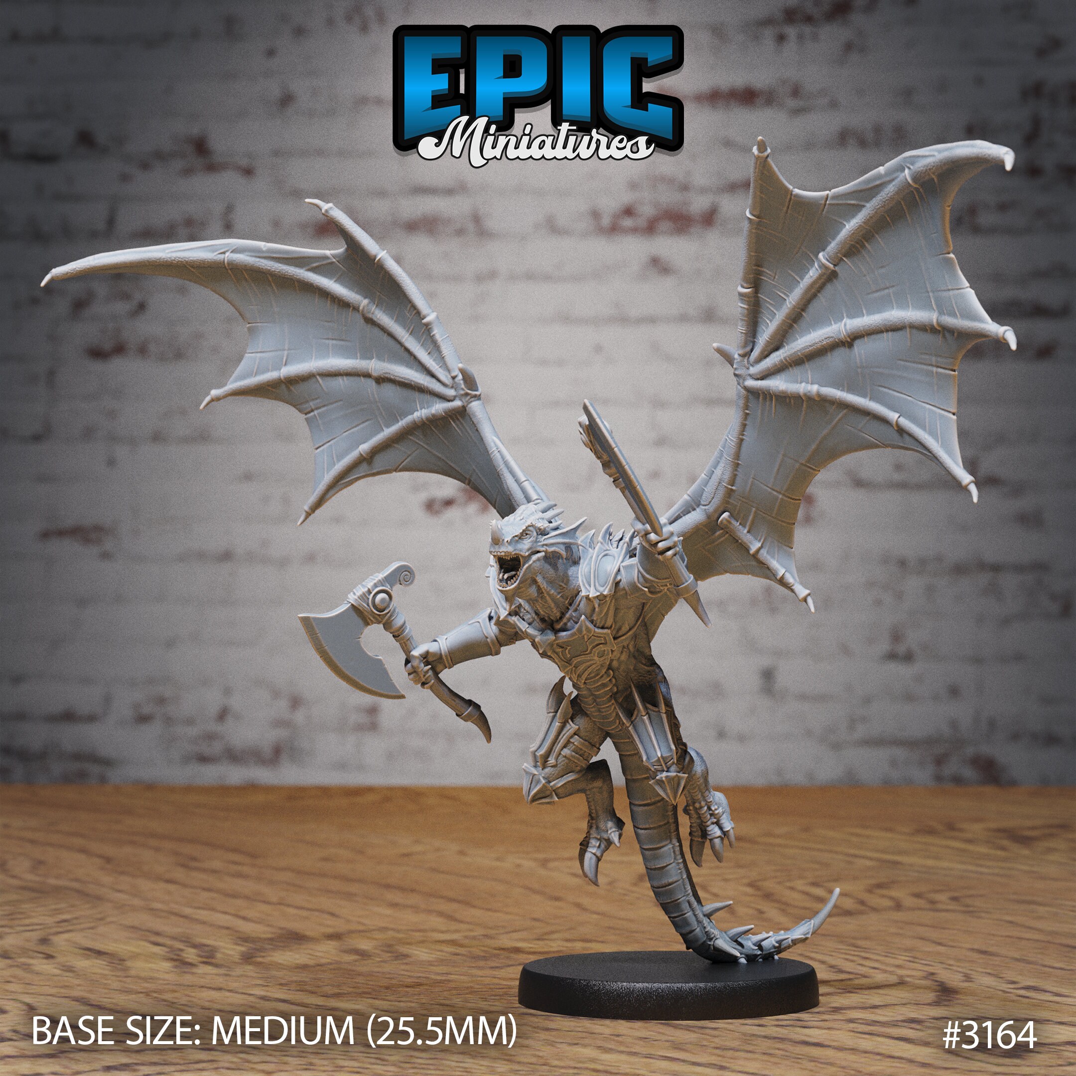 Half Dragon Mage Fire Breath Miniature | Flying Dragonborn Warrior ...