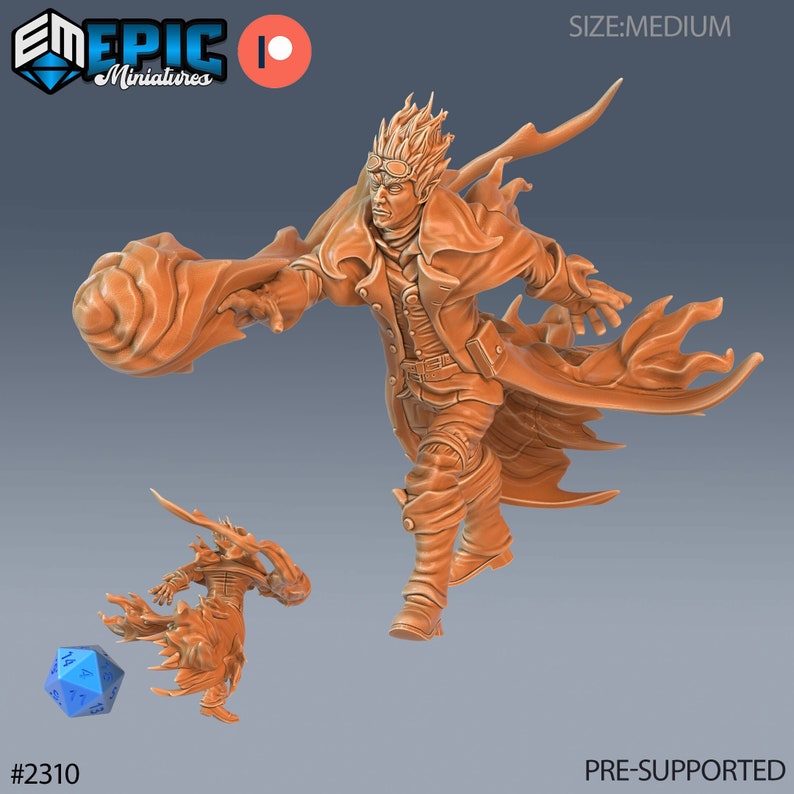 Fire Genasi Miniature | Fire Genasi Adventurer Fire Ball Miniature ...