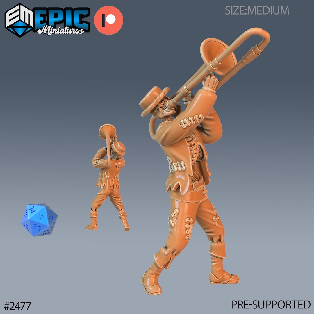 Skeleton Musician Miniature | Skeleton Musician Trombone Miniature ...