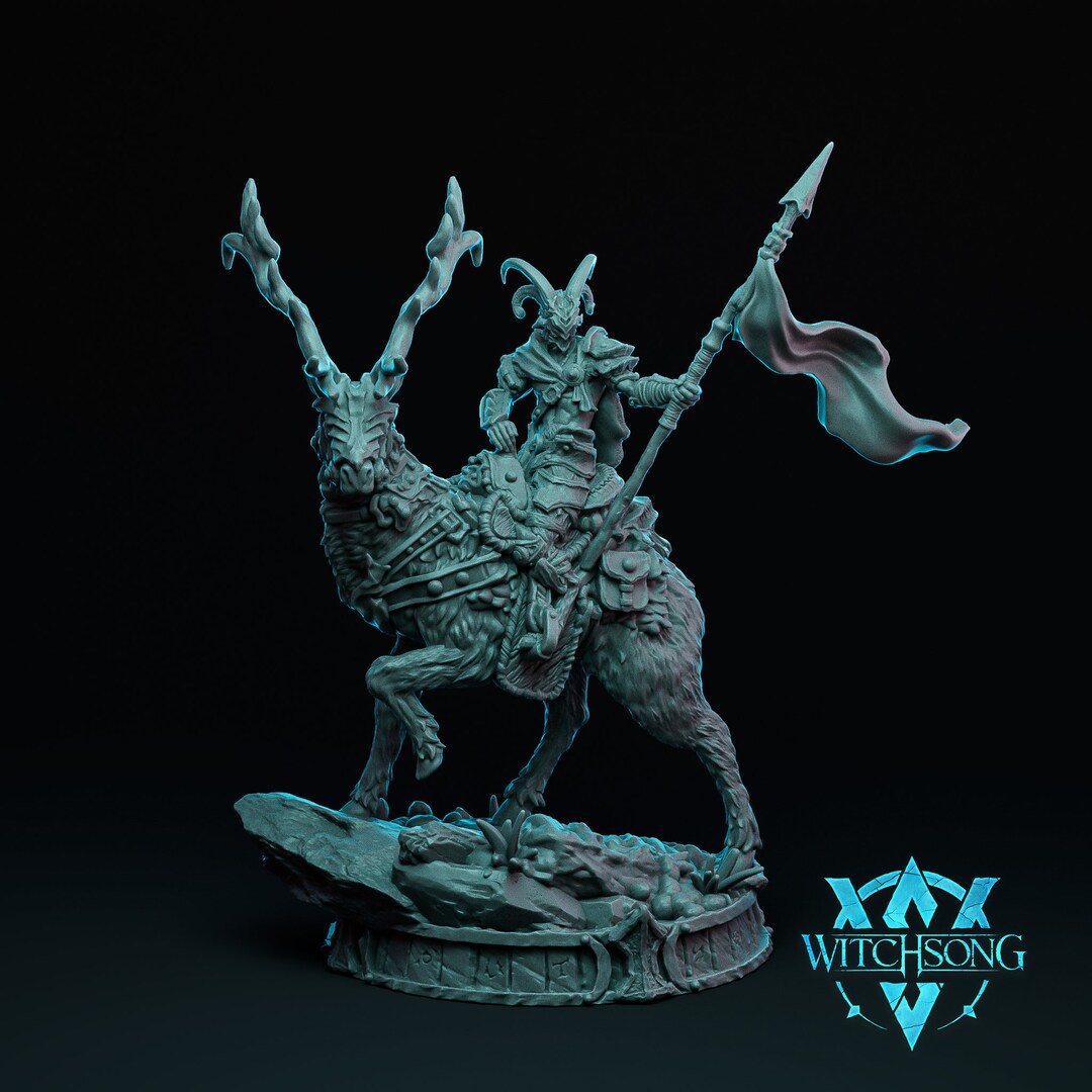 Faun With Standard Miniature | Reindeer Riding Satyr Figure | for D&D ...