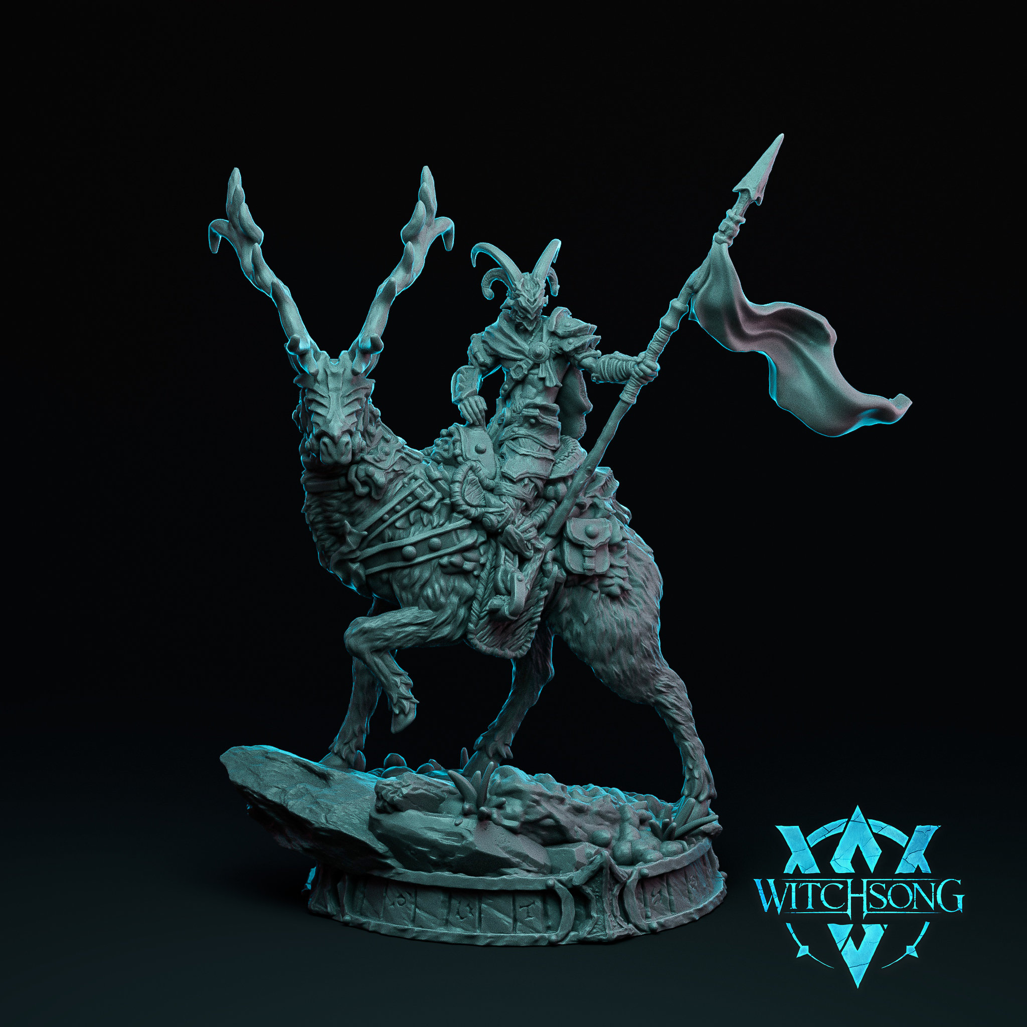 Faun With Standard Miniature | Reindeer Riding Satyr Figure | for D&D ...
