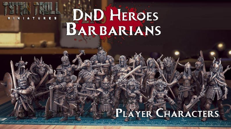 Orc Barbarian With Battle Axes Miniature Half-orc Berserker Veteran ...