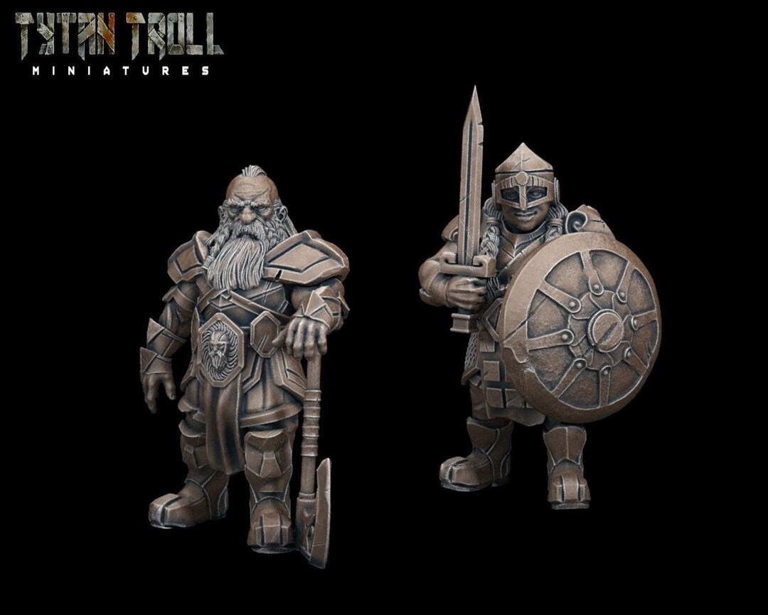 Dwarf Fighter Miniature Set Dwarf Fighter Miniature Pack for D&D 5e ...
