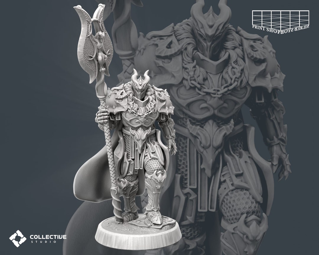 Hell Knight With Double Ax Miniature Conquest Paladin Figure Heroic ...