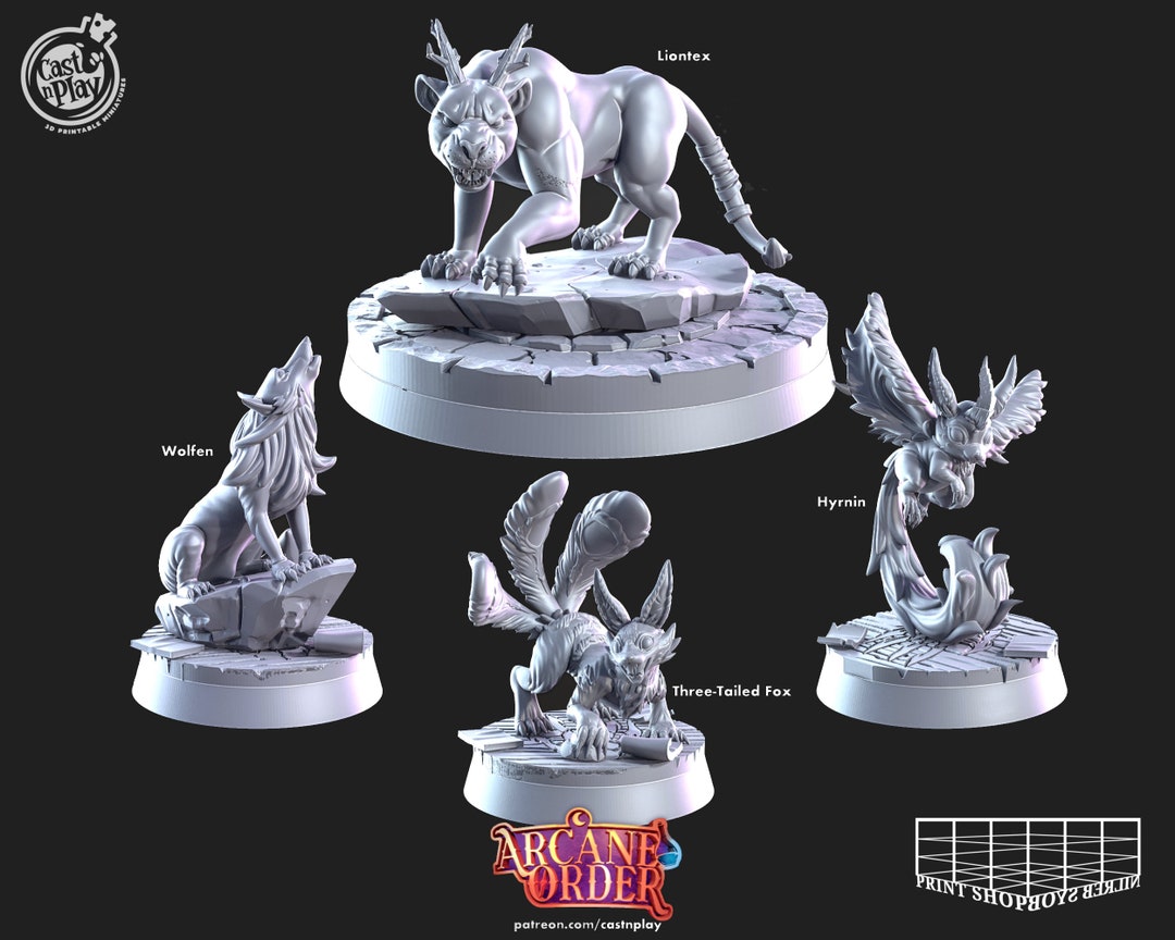Exotic Fantasy Animals Miniature Set Arcane Beasts Figure Pack Highly ...