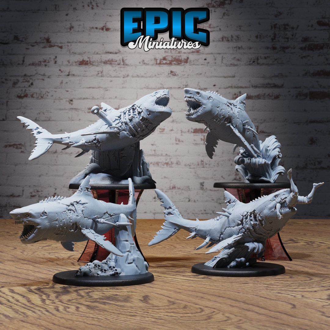 Undead Shark Opponent Miniature Set Zombie Shark Beast Figure Pack for ...