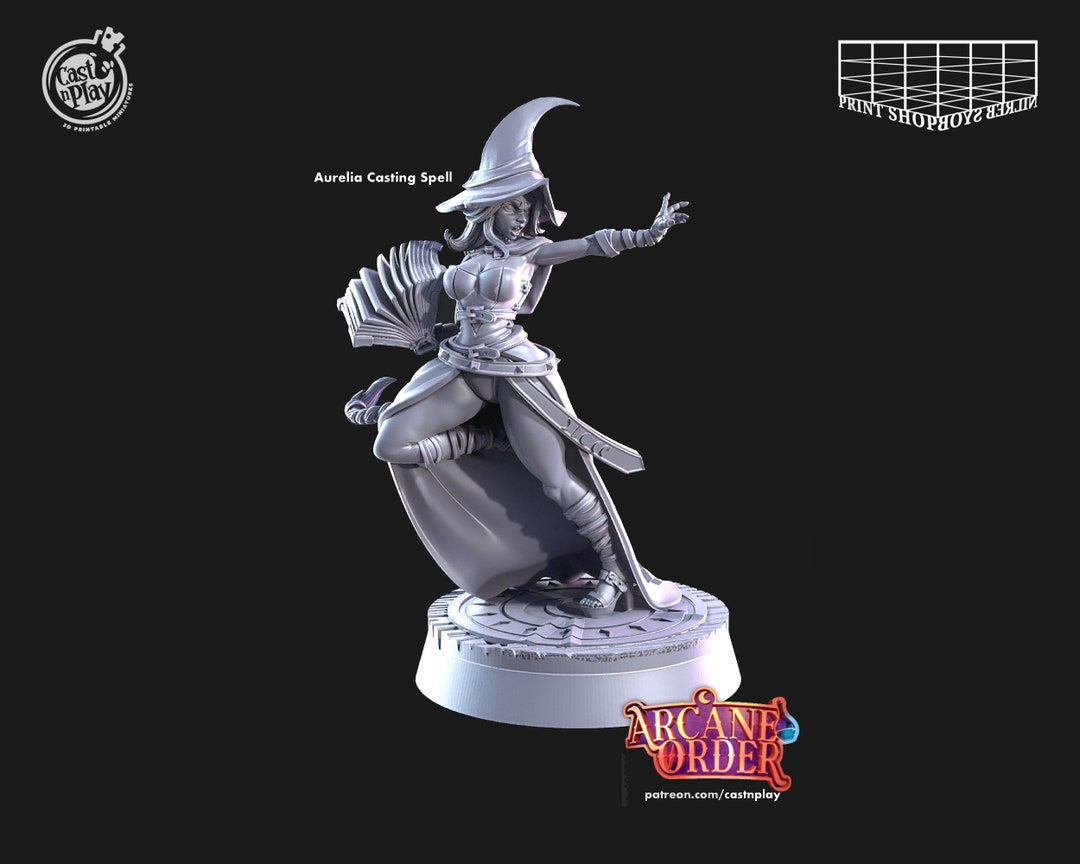 Spell-casting Magician Miniature | Enchanting Female Moonlight Witch ...