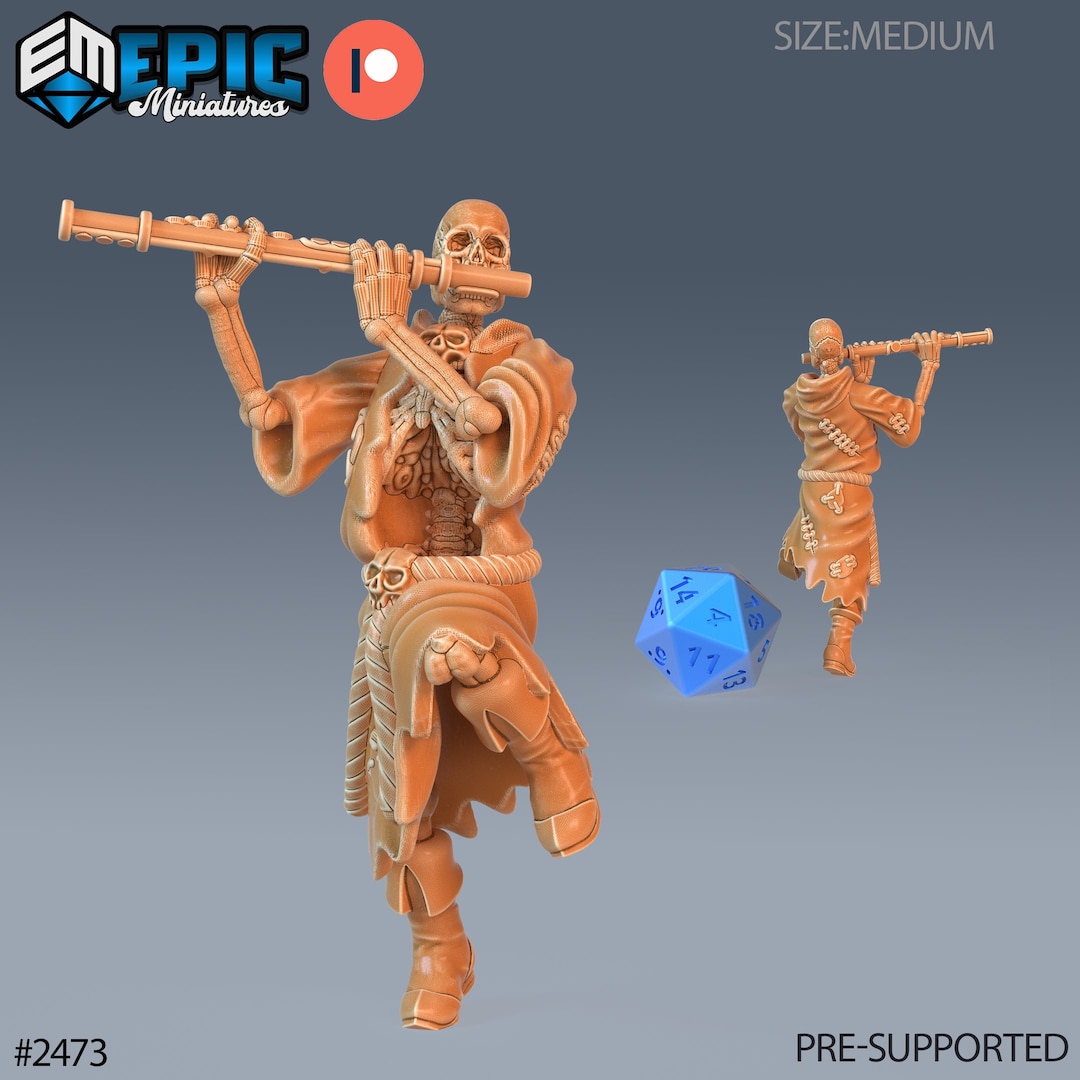Skeleton Musician Miniature | Skeleton Musician Flute Miniature | for D ...