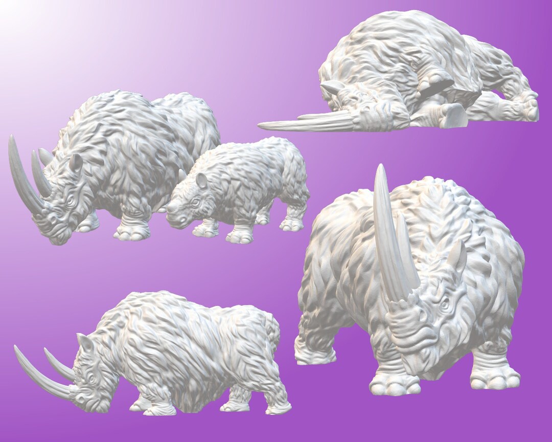 Rhino Miniature Set Rhino Miniature Pack for D&D 5e, Pathfinder and ...
