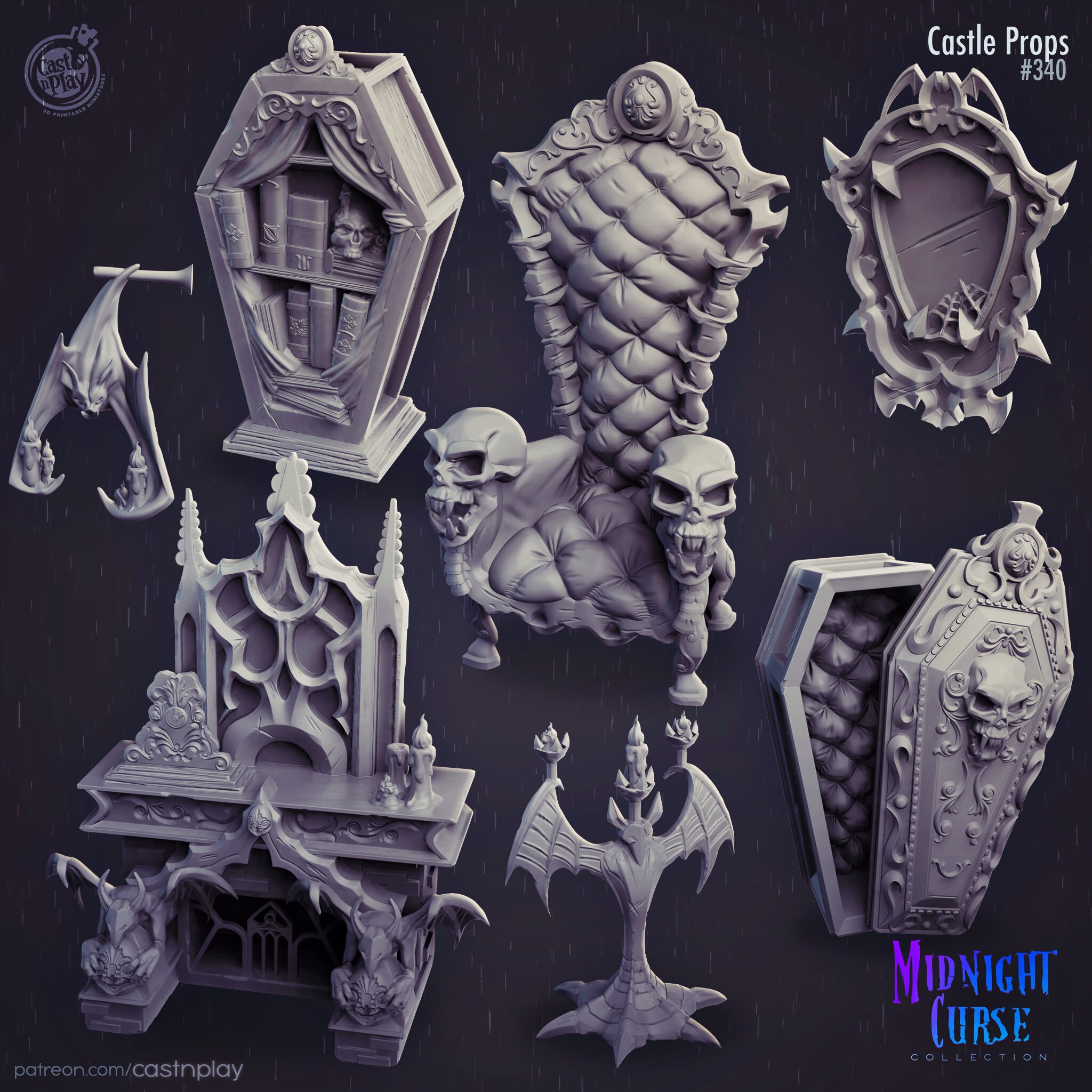 Bookshelf Miniature | Bookcase With Skull Candle Figure | Castle ...