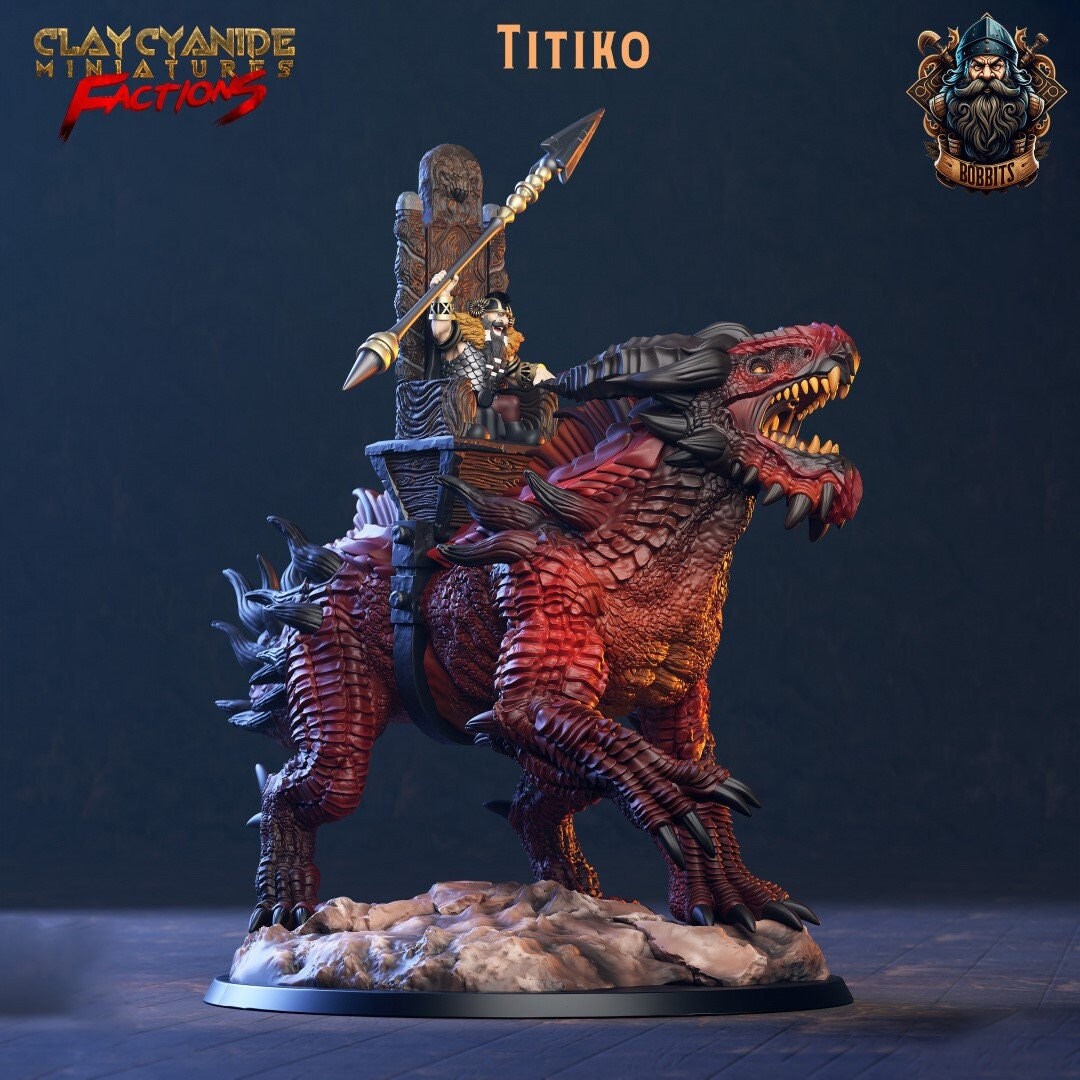 Dwarf Boss on Hellhound Miniature | Urdunnir Leader Mount Figure ...