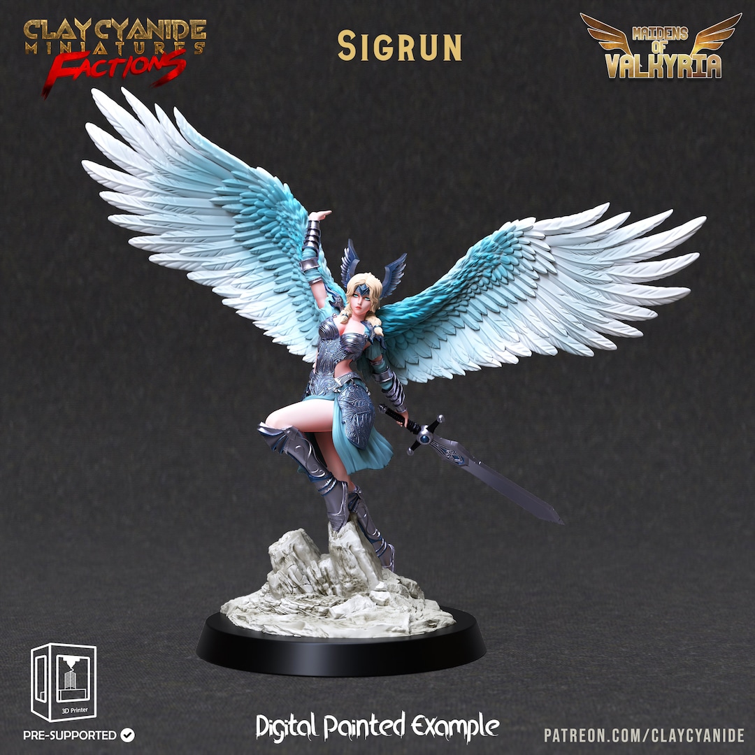 Aasimar Fighter Sigrun Miniature | Valkyrie Sigrun Miniature | for D&D ...