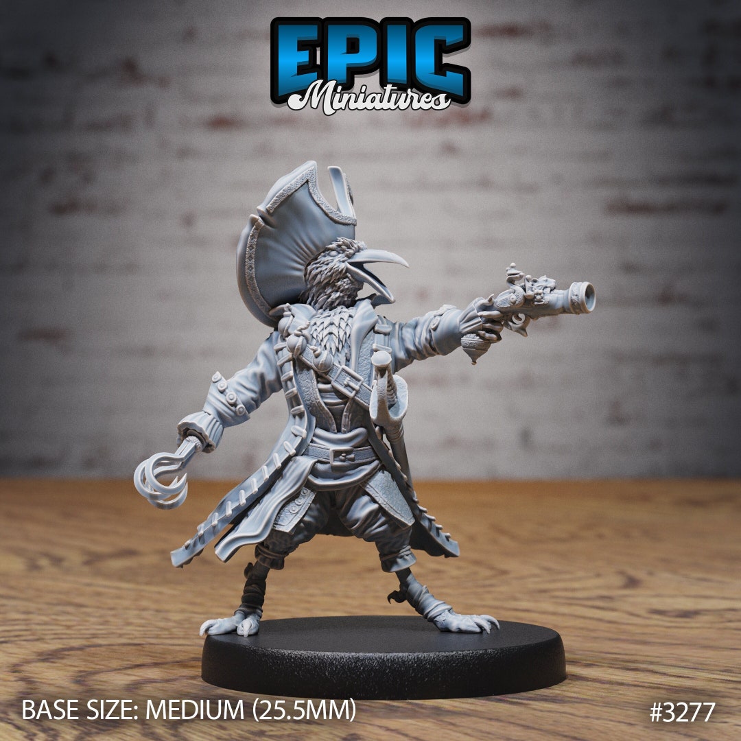 Bird People Pirate With Pistol Miniature Birdfolk Gun Fighter for D&D ...