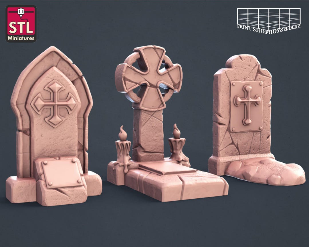 Gravestones Miniature | Tomb Stones Miniature | Undead Horde | STL ...