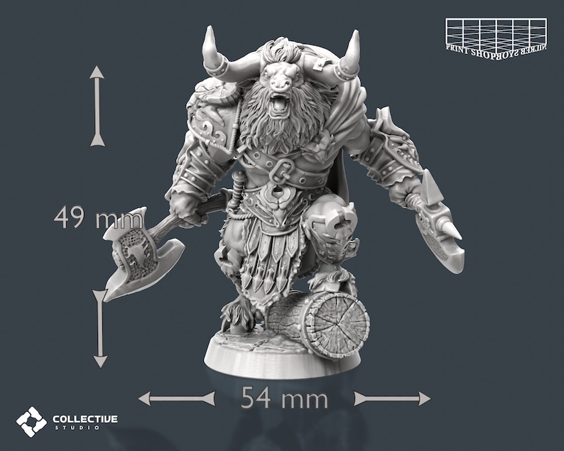 Minotaur Ax Fighter Miniature | Minotaur Gladiator Figure | Heroic ...