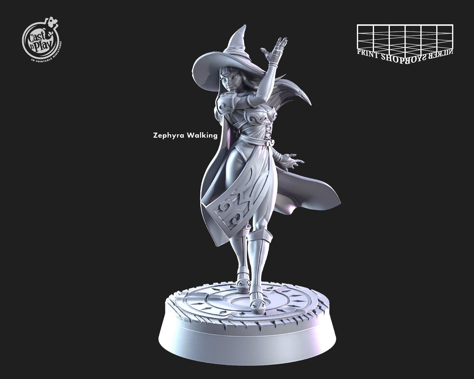 Wind Mage Miniature Set | Wind Sorceress Figure Pack | 2 Poses | Highly ...