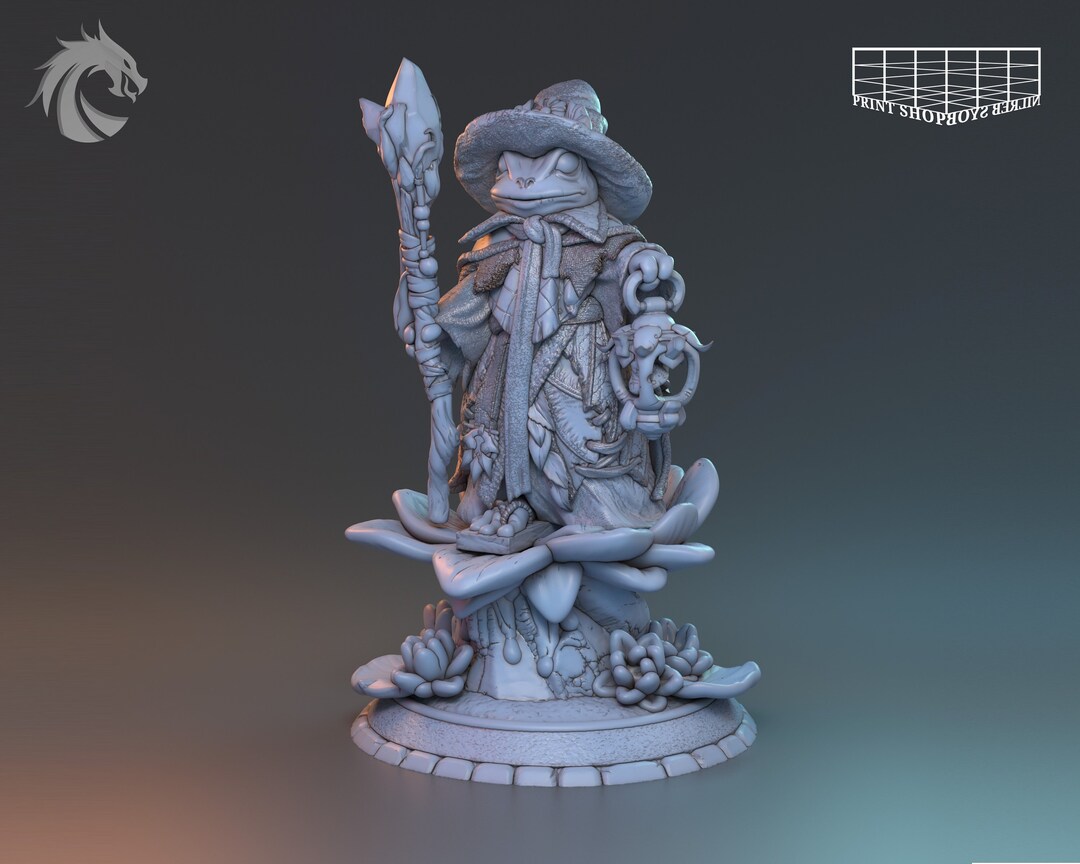 Frogfolk Wizard Zee Miniature Bullywug Mage Figure for D&D 5e ...