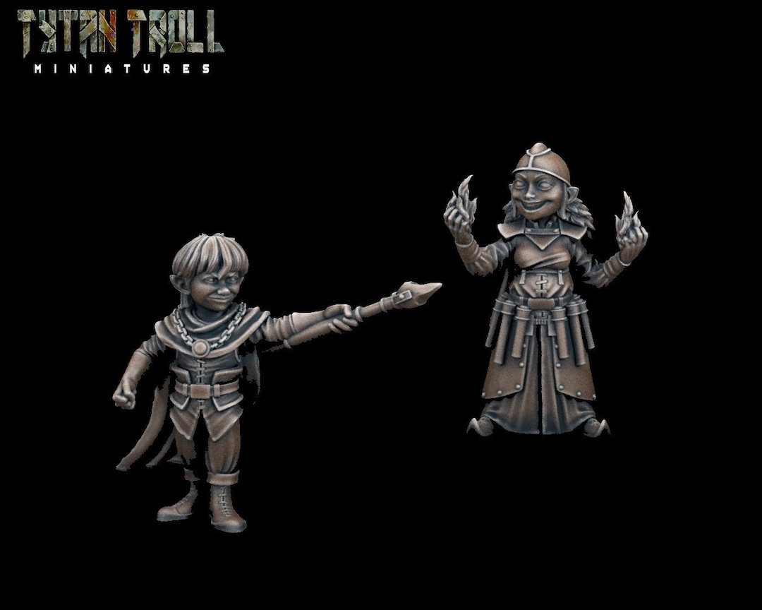 Rock Gnome Mage Miniature Set Gnome Wizard Miniature Pack for D&D 5e ...