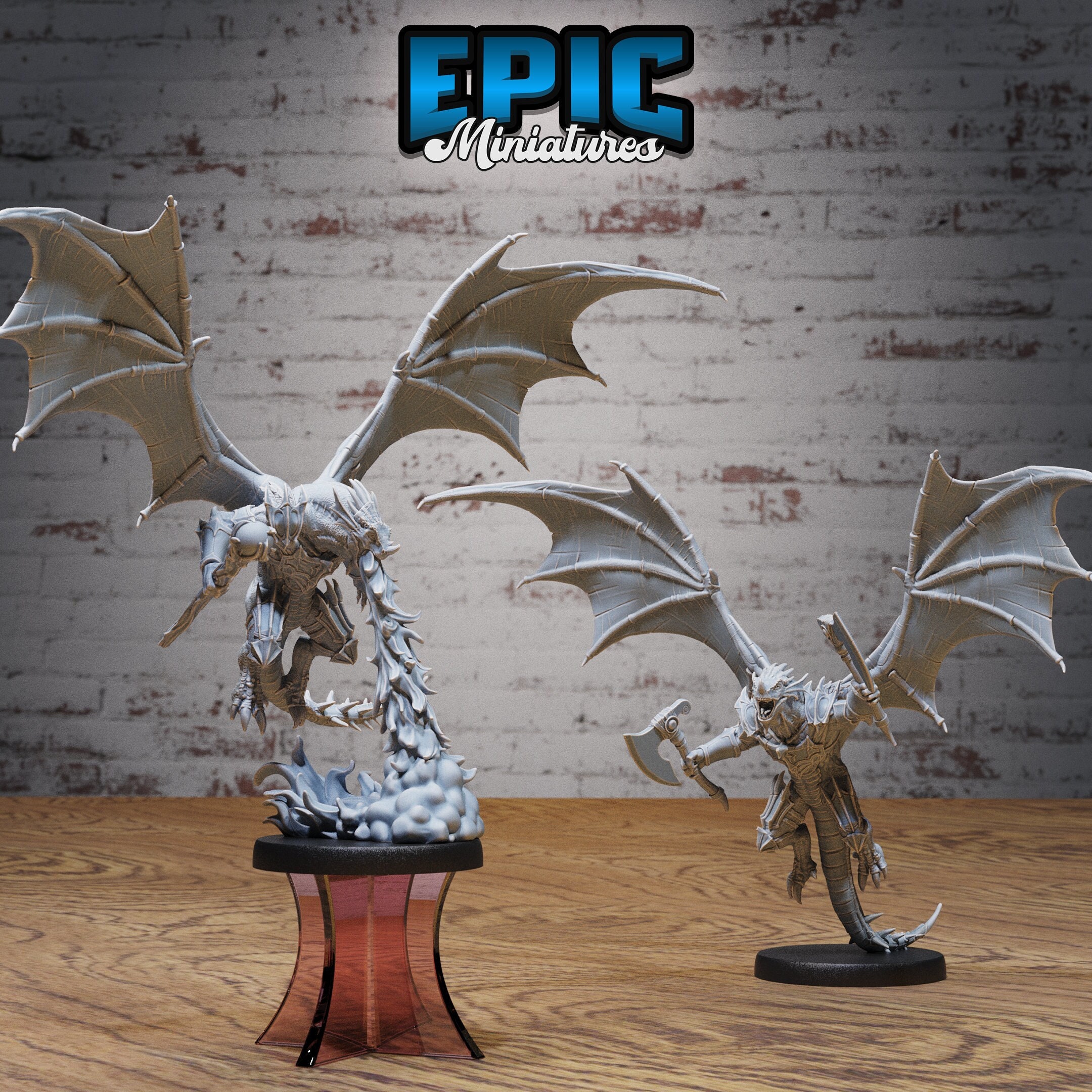 Half Dragon Mage Fire Breath Miniature | Flying Dragonborn Warrior ...