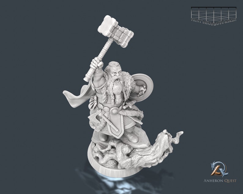 Dwarf Warrior With Hammer Miniature | Dwarf Thunder Cleric Miniature ...