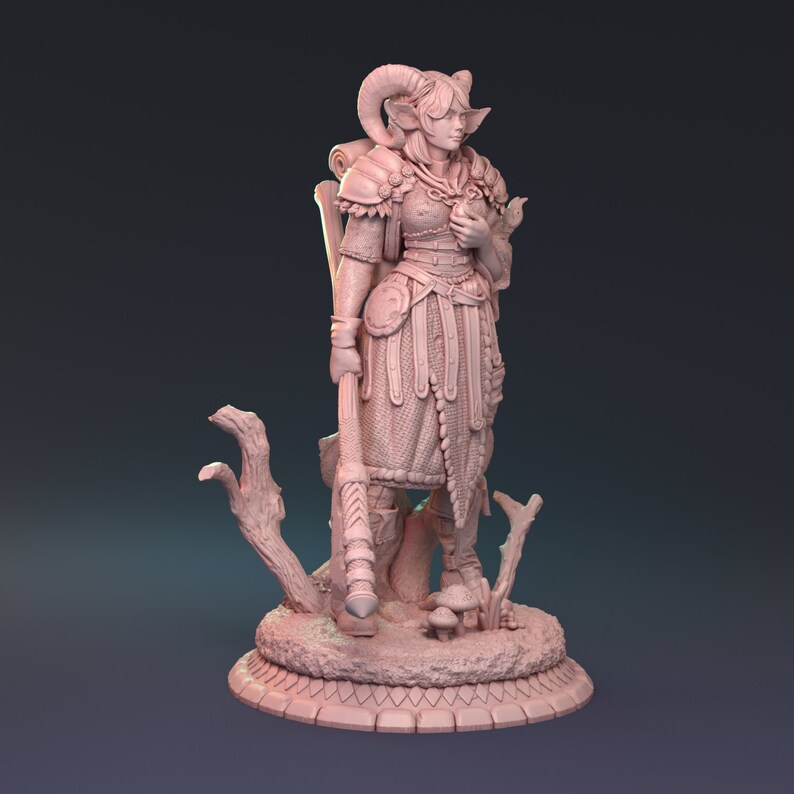 Faun Fighter Miniature | Female Satyr Druid Figure | for D&D 5e ...