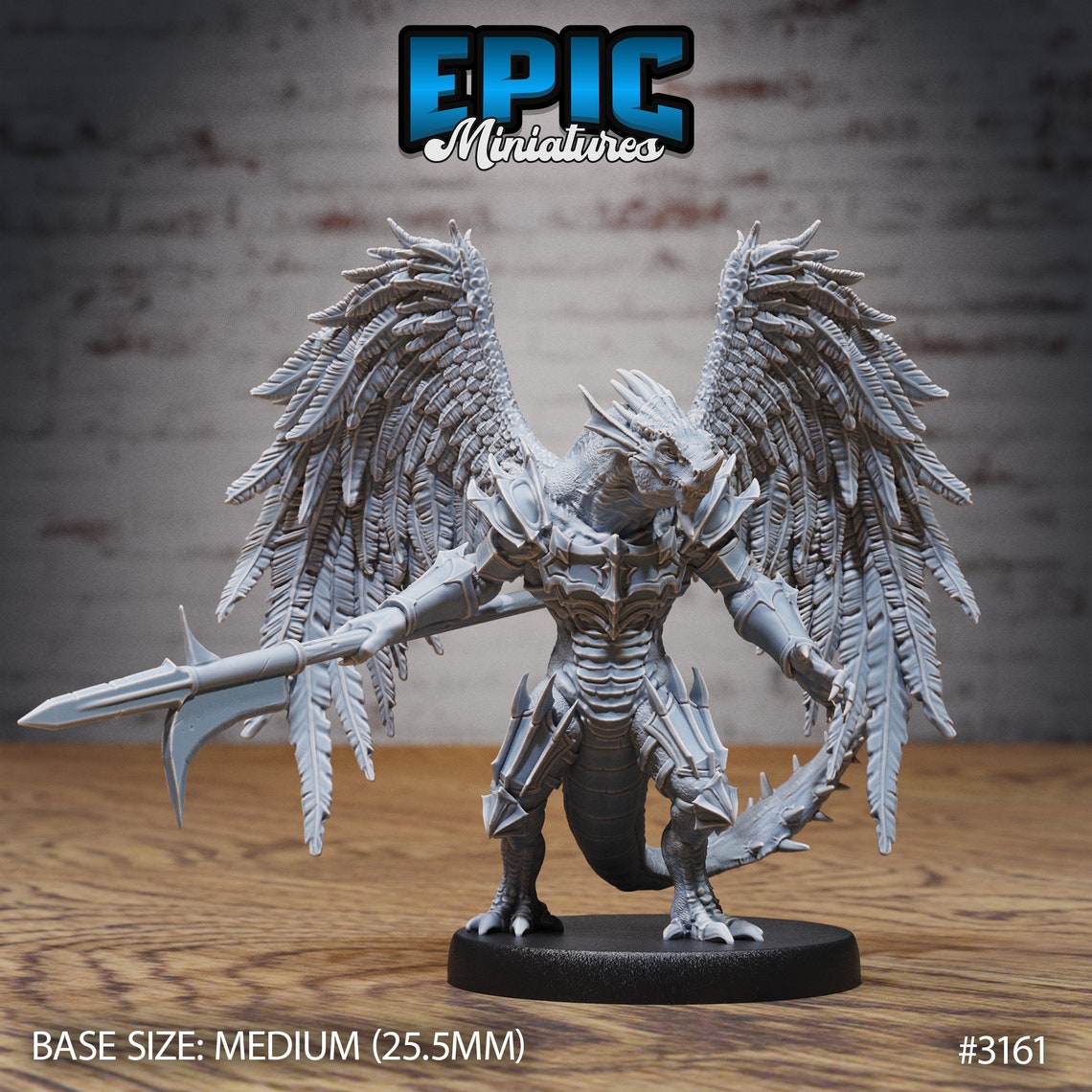 Dragon Fighter Miniature | Winged Dragonborn Fighter Miniature | for D ...