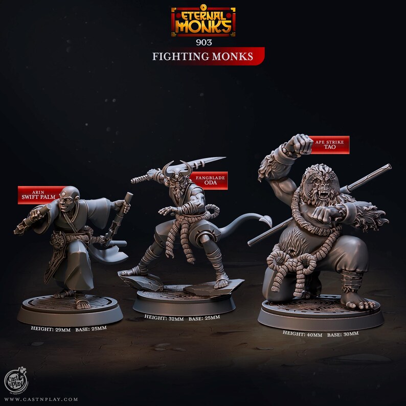 Tiefling Kensei Monk Miniature | Demonic Sword Fighting Monk Figure ...