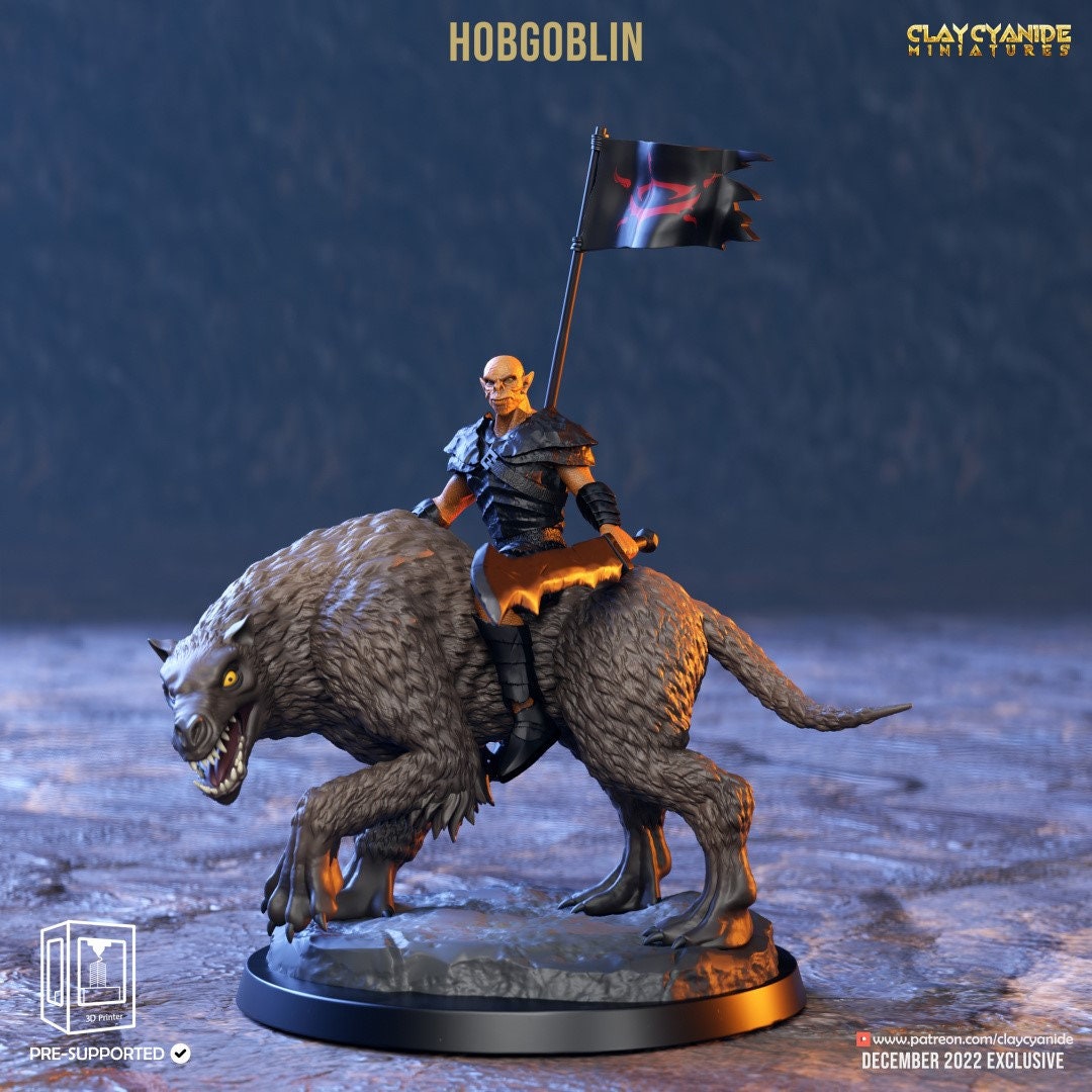 Hobgoblin Rider Miniature Wolf Rider Miniature for D&D 5e, Pathfinder ...