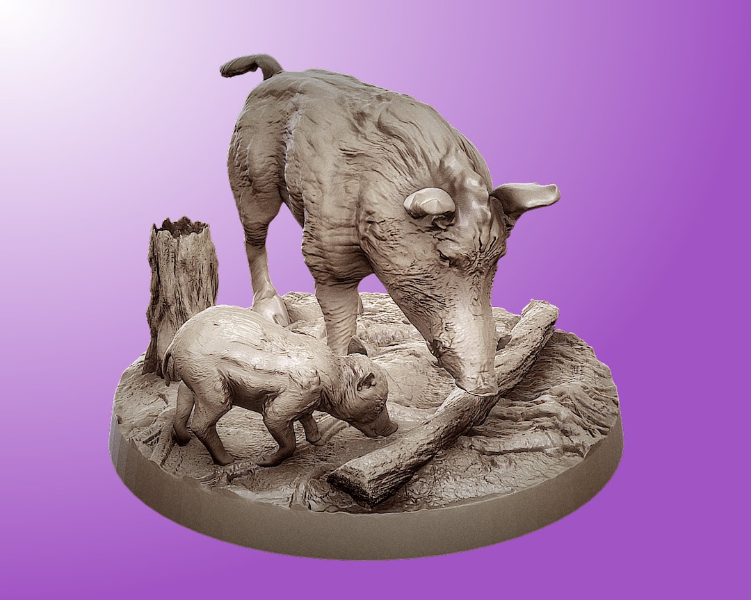 Wild Boar With Piglet Miniature | Boar Set Miniature | for D&D 5e ...