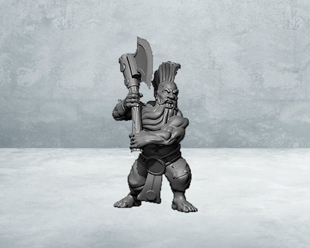 Dwarf With Two-handed Ax Miniature Dwarf Barbarian Miniatures for D&D ...