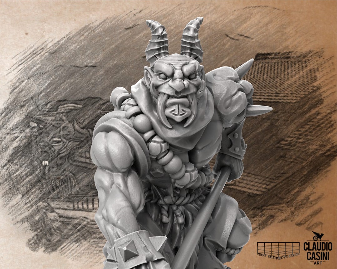 Immortal Oni Fighter Miniature Oni Naginata Warrior Miniature for D&D ...