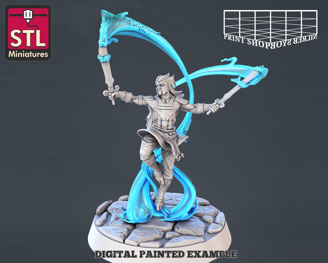 Swash - the Blue Warlock Miniature | Water Warlock | for D&D ...