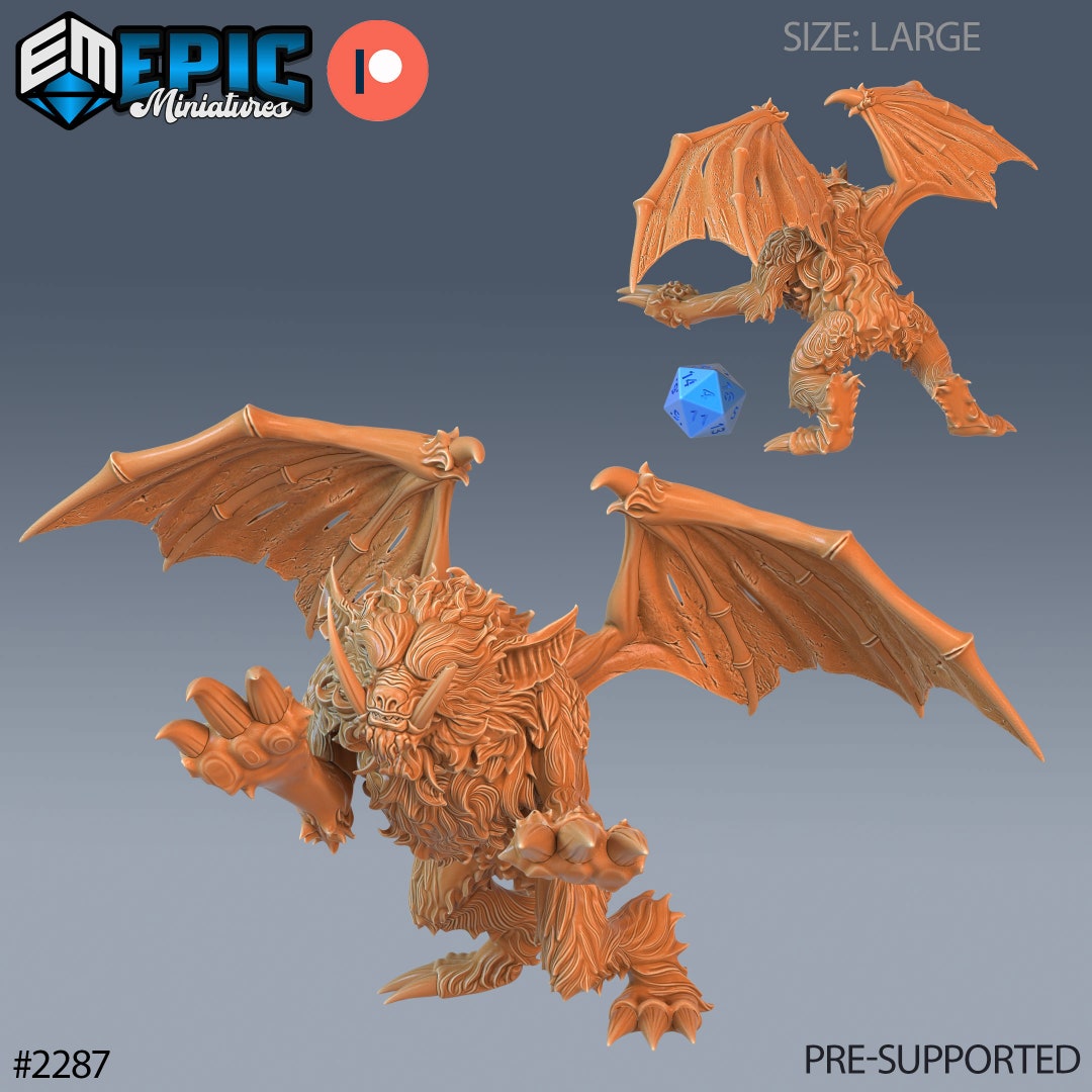Giant Bat Miniature Direbat Attacking Miniature for D&D 5e, Pathfinder ...