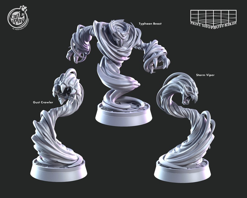 Wind Mage Miniature Set | Wind Sorceress Figure Pack | 2 Poses | Highly ...
