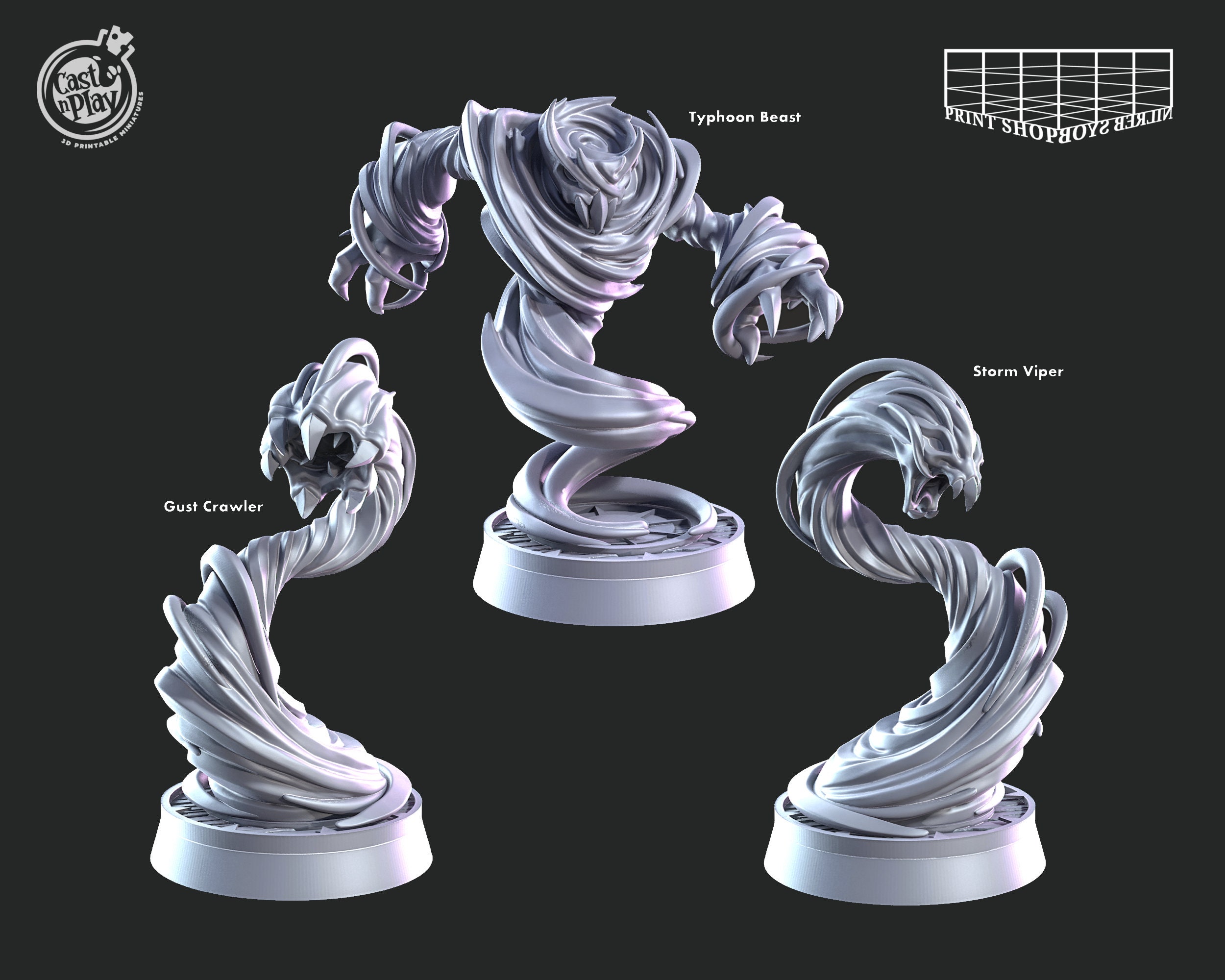 Wind Mage Miniature Set | Wind Sorceress Figure Pack | 2 Poses | Highly ...