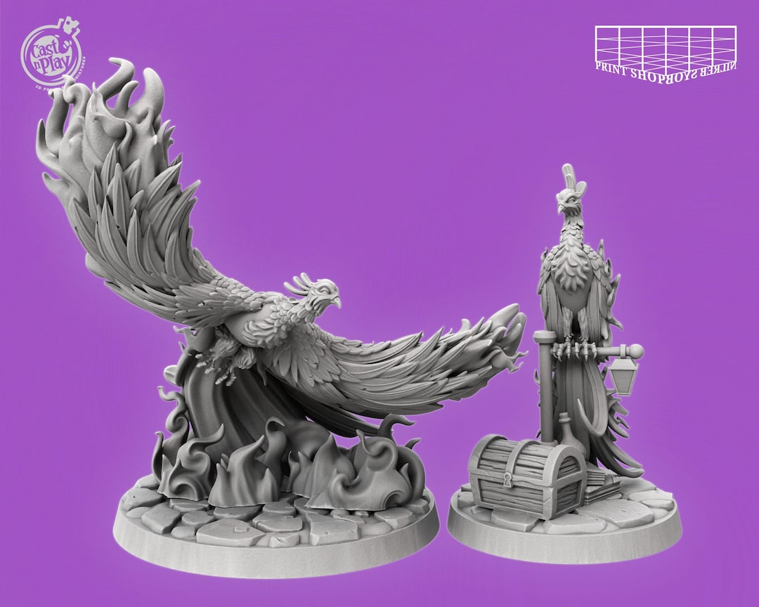 Phoenix Miniature Set | Fire Bird Figure Pack | Casual and Action Pose ...