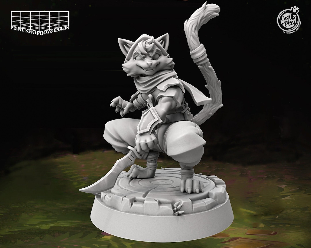 Catfolk Rogue Miniature | Tabaxi Assassin Figure | Woodland Heroes ...