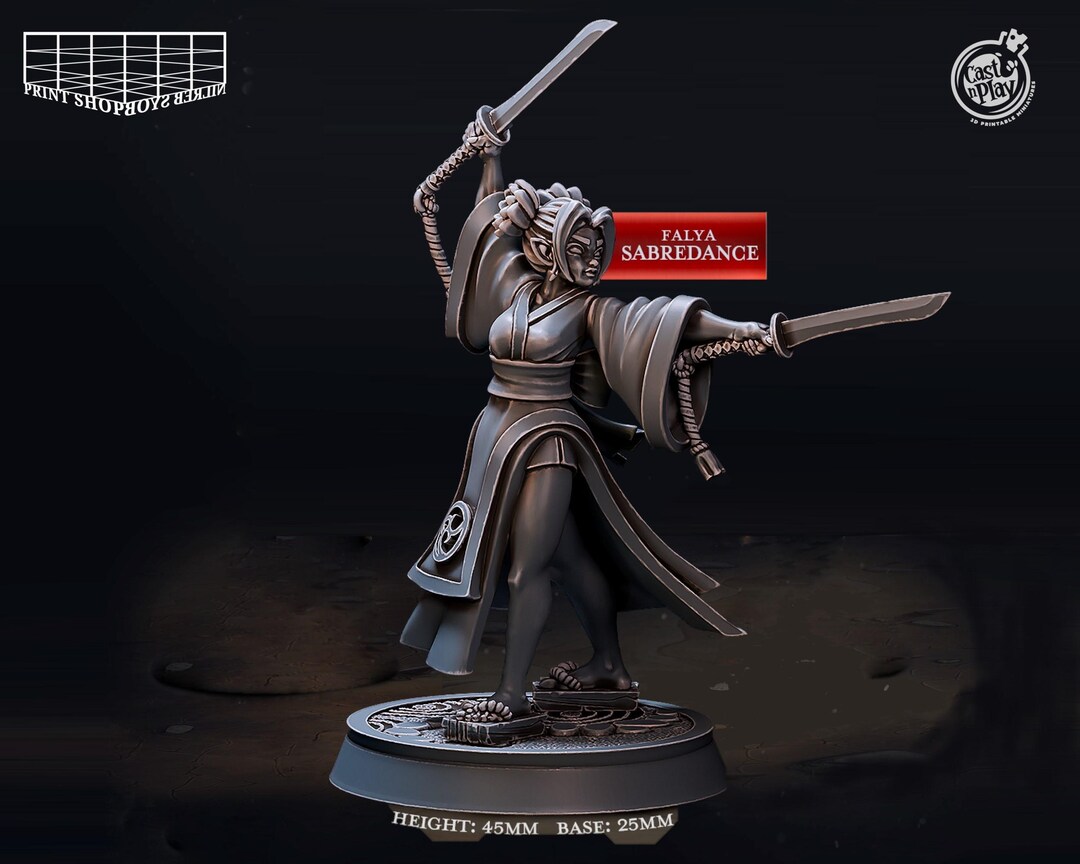 Sword Dancing Geisha Miniature Female Martial Arts Monk Figure NPC ...