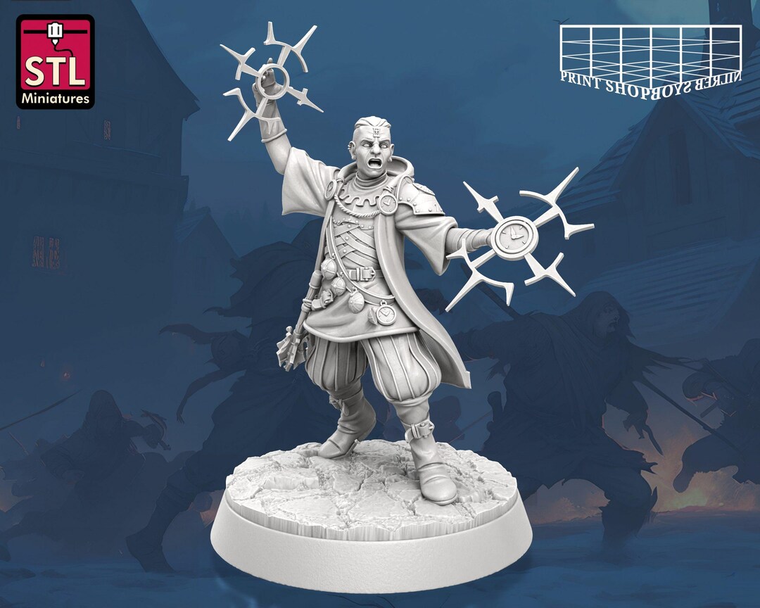 Mage of Time Miniature Clockwork Sorcerer Figure Heroic Character Frost ...