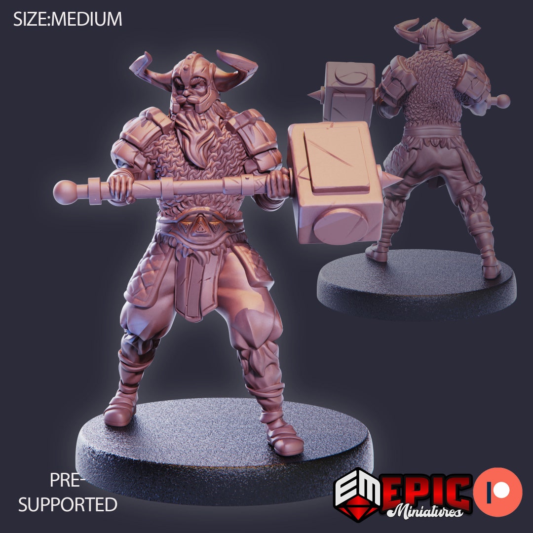 Viking Barbarian Miniature Viking Barbarians for D&D 5e, Pathfinder and ...