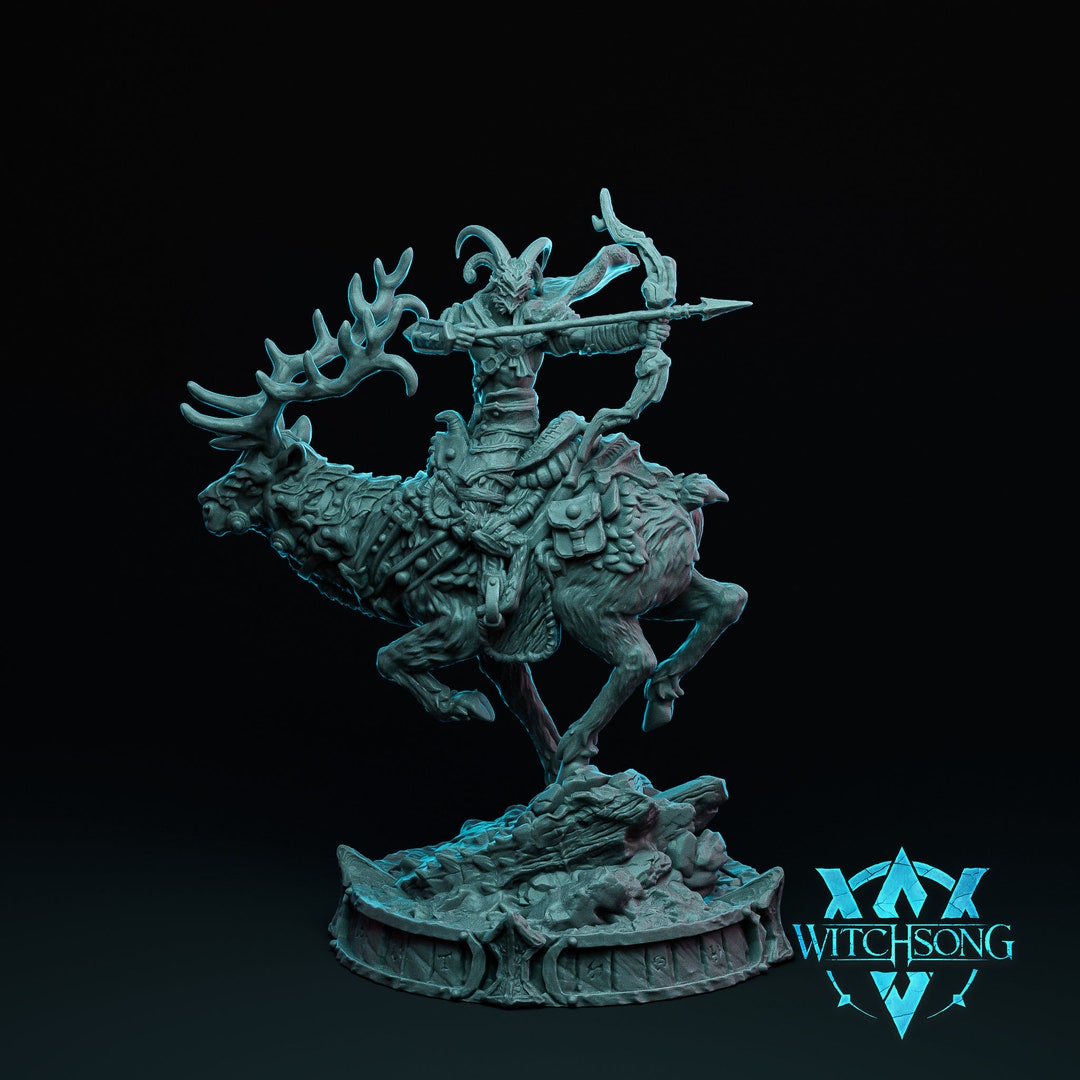 Mounted Faun Ranged Fighter Miniature Deer Riding Satyr Archer Figure ...