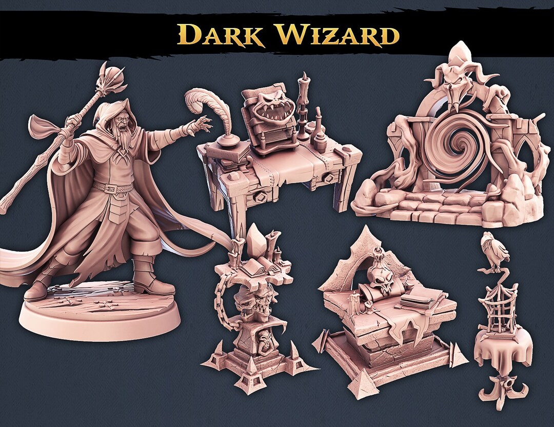 Dark Wizard Miniature Set | for D&D, Pathfinder and Other Rpg's | 32mm ...