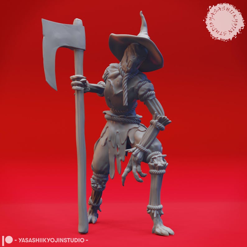 Scarecrow With Fork Miniature | Posing Scarecrow Construct Figure ...