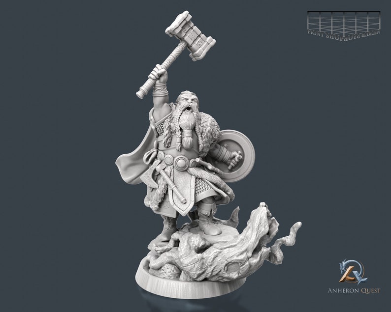 Dwarf Warrior With Hammer Miniature | Dwarf Thunder Cleric Miniature ...