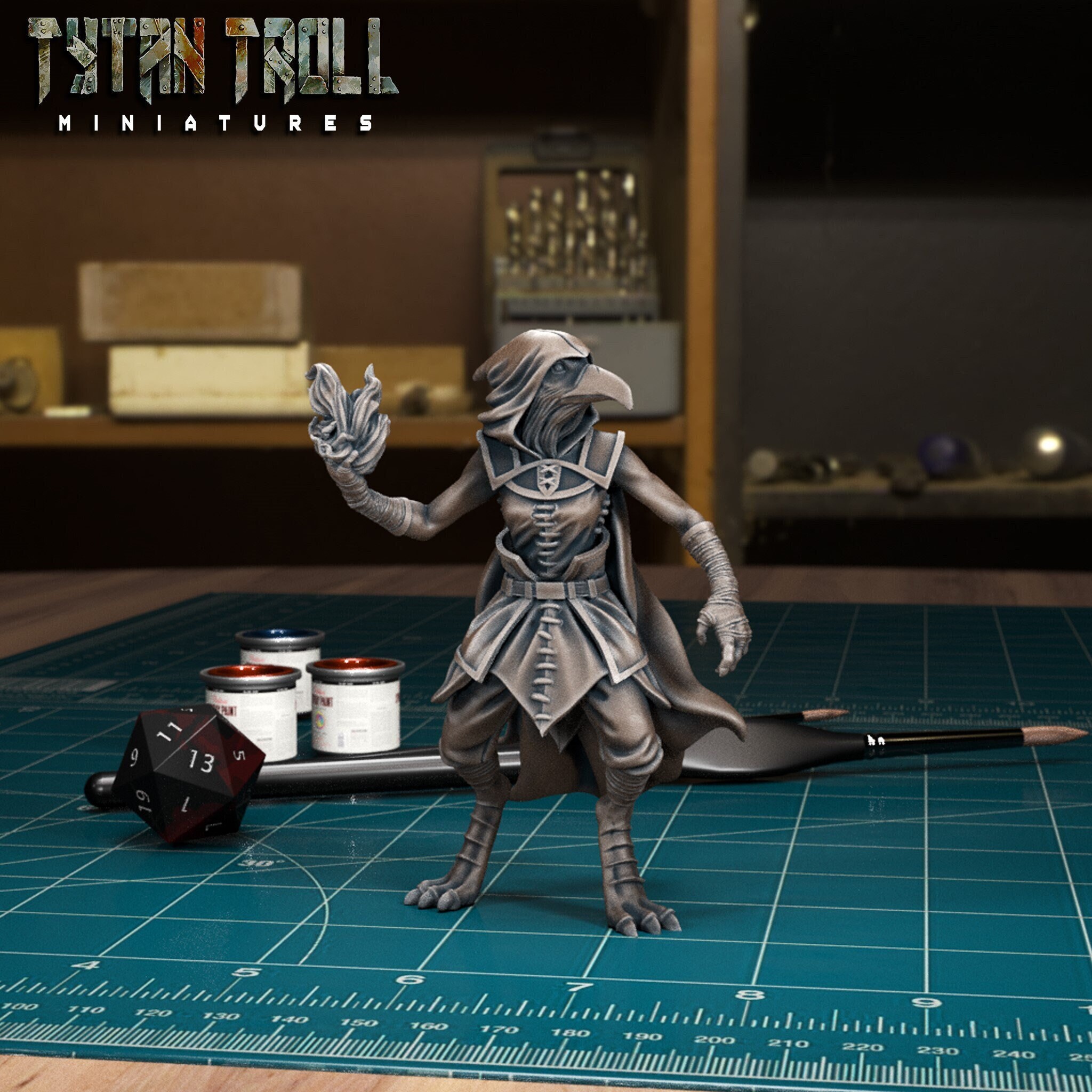 Bird Folk Mage Miniature | Female Raven Folk Wizard Miniature | for D&D ...