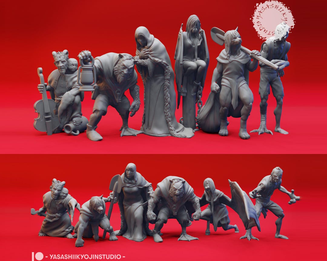 Mixed Race Miniature Set Hybrid Humanoids Figure Pack for Horror ...