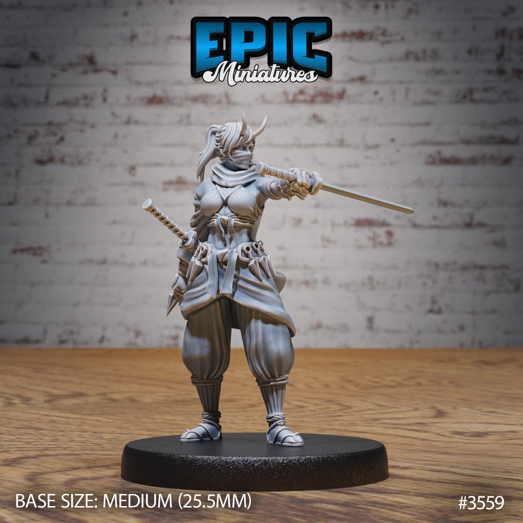 Oni Rogue With Katana Miniature | Female Dark Kunoichi Fighter | for D ...