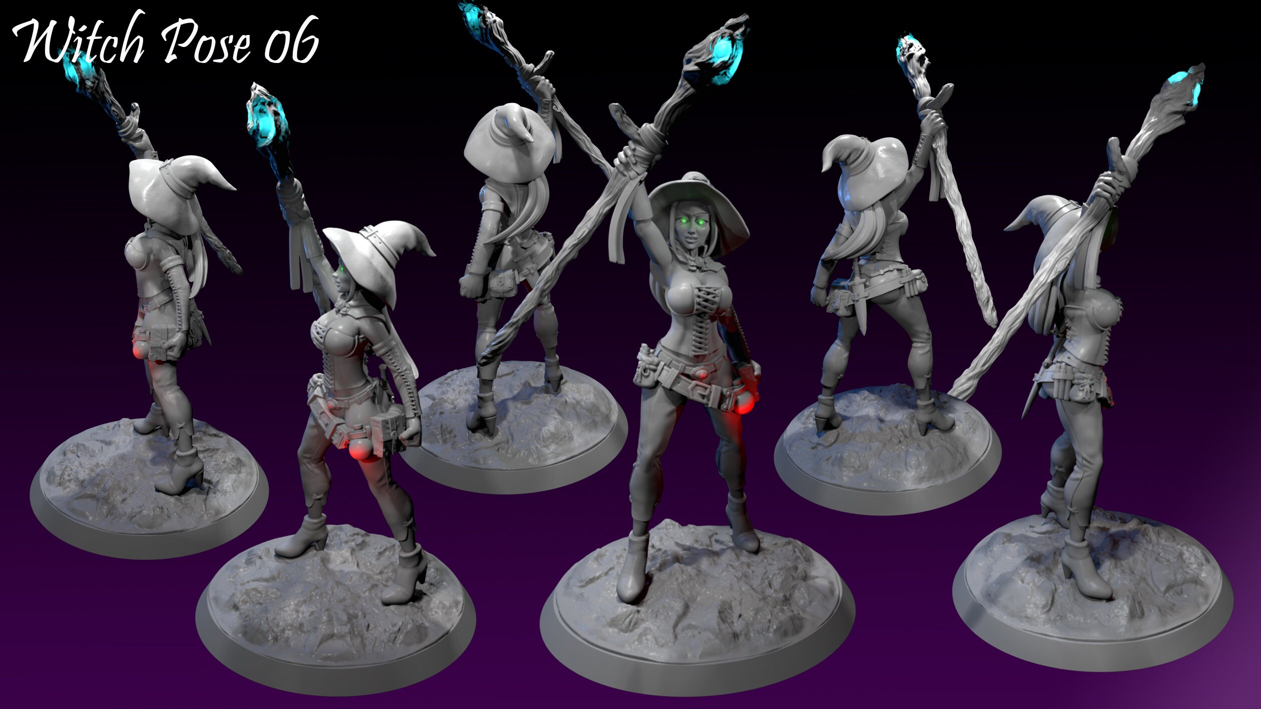 Warlock Miniature | Female Mage Staff Miniature | for D&D, Pathfinder ...
