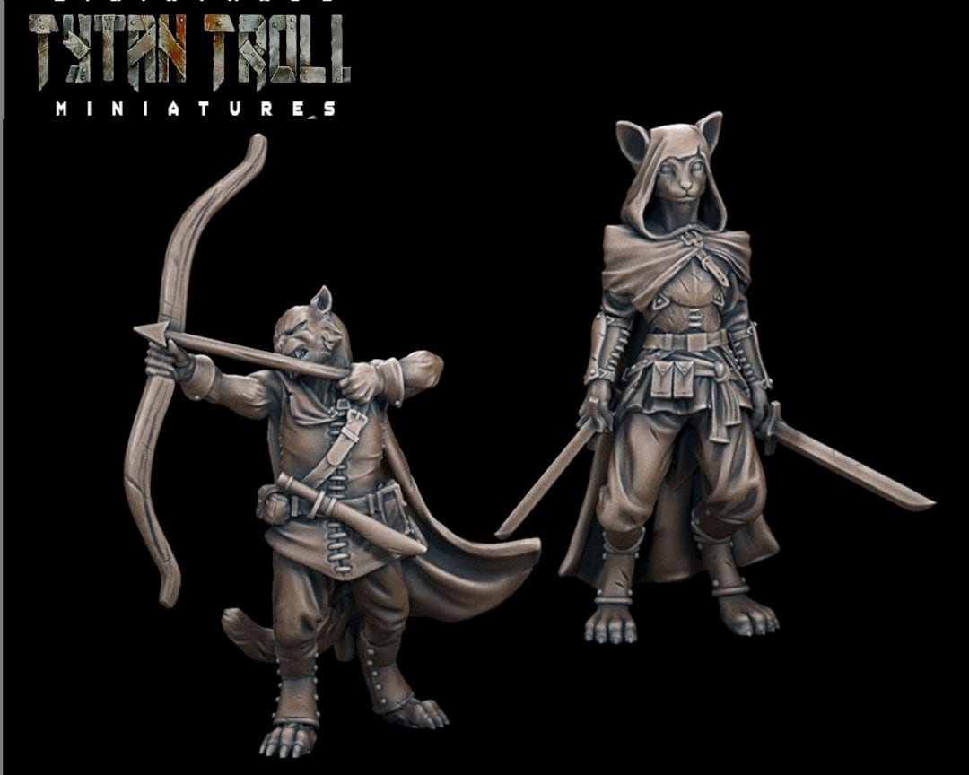 Catfolk Ranger Miniature Set | Cat Folk Ranger Miniature Pack | for D&D ...