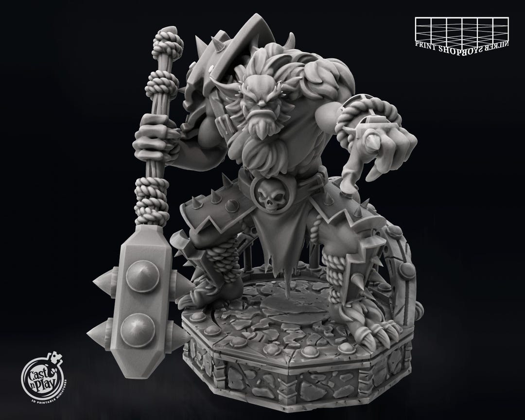 Grottenschrat With Club Miniature Bugbear Club Fighter Figure Goblinoid Monster Encounter for D ...